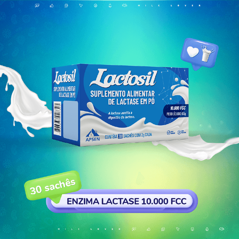 Suplemento Alimentar Lactosil 10.000 FCC Sem Sabor 30 Sachês 2g ...