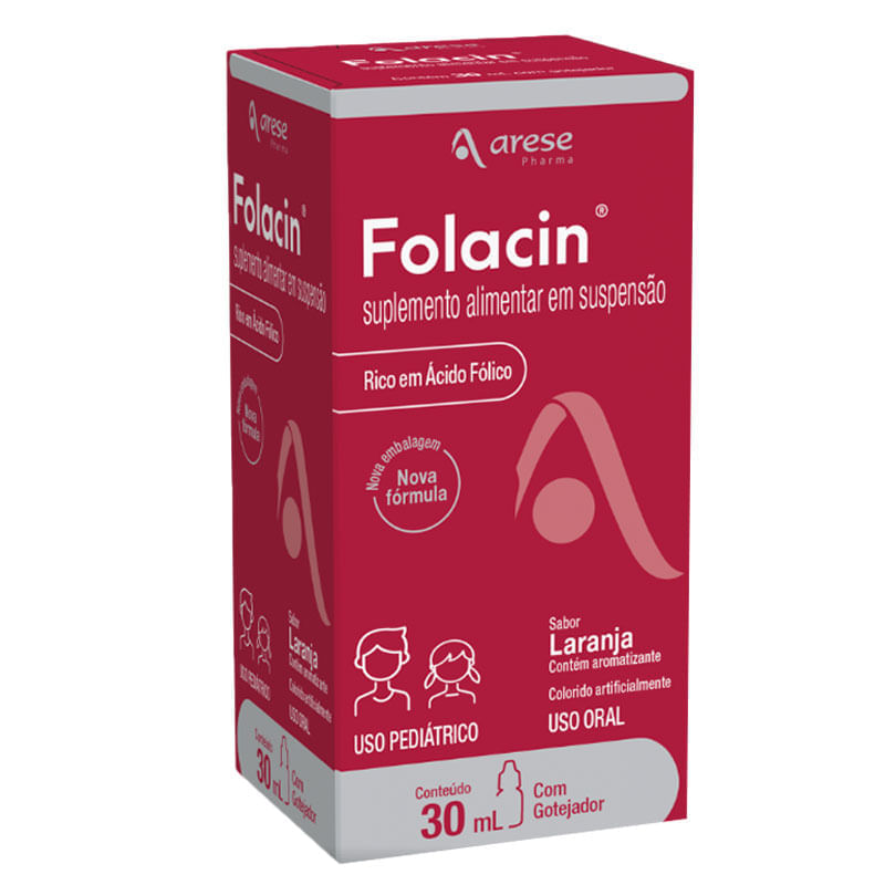 Suplemento Alimentar Folacin Suspensão Oral Gotas Sabor Laranja 30ml ...