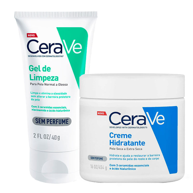Kit Cerave:Creme Hidratante Corporal + Gel de Limpeza | Drogal