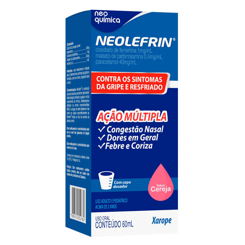 Neolefrin Xarope Sabor Cereja 60ml, Bula, Preço - Na Drogal