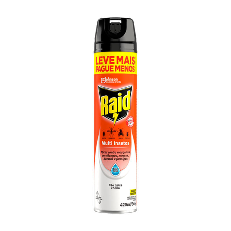 Inseticida Aerosol Raid Multi Insetos Base Água 420ml | Drogal