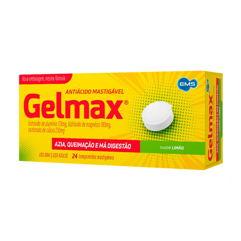 Gelmax Sabor Limão 24 Comprimidos Mastigáveis | Drogal