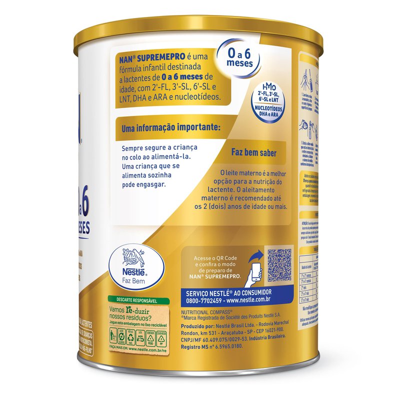 Fórmula Infantil NAN Supreme Pro 0 a 6 Meses 800g | Drogal