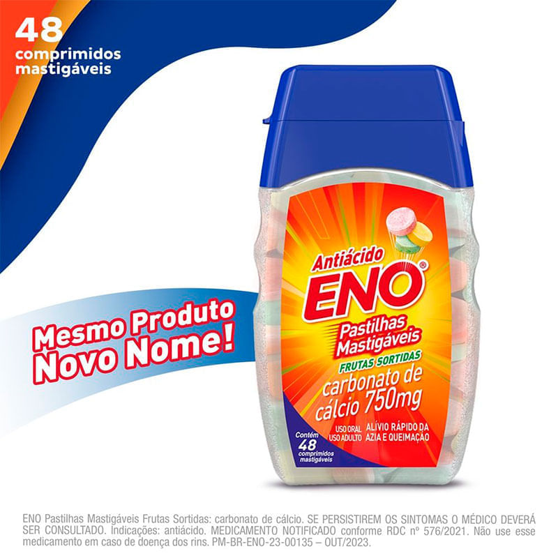 Eno Pastilhas Mastigáveis Frutas 48 Comprimidos | Drogal