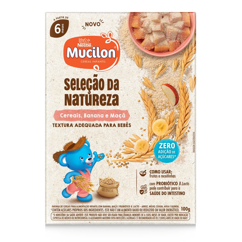 Cereal Infantil Mucilon Selecão Da Natureza Quinoa, Banana e Maçã 100g ...