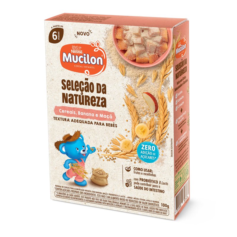 Cereal Infantil Mucilon Selecão Da Natureza Quinoa, Banana e Maçã 100g ...
