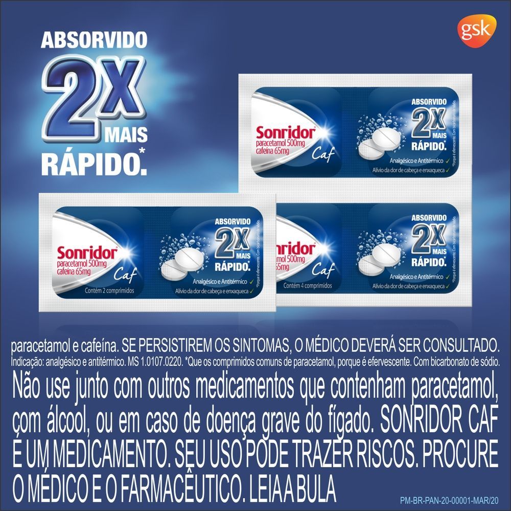 Sonridor Caf 500mg + 65mg 2 Comprimidos