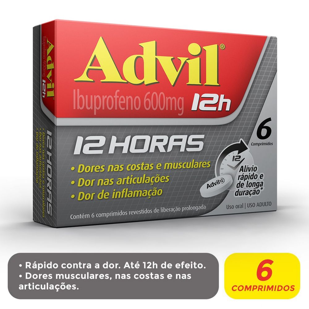 Advil 12h 600mg, Ibuprofeno - Compre na Drogal