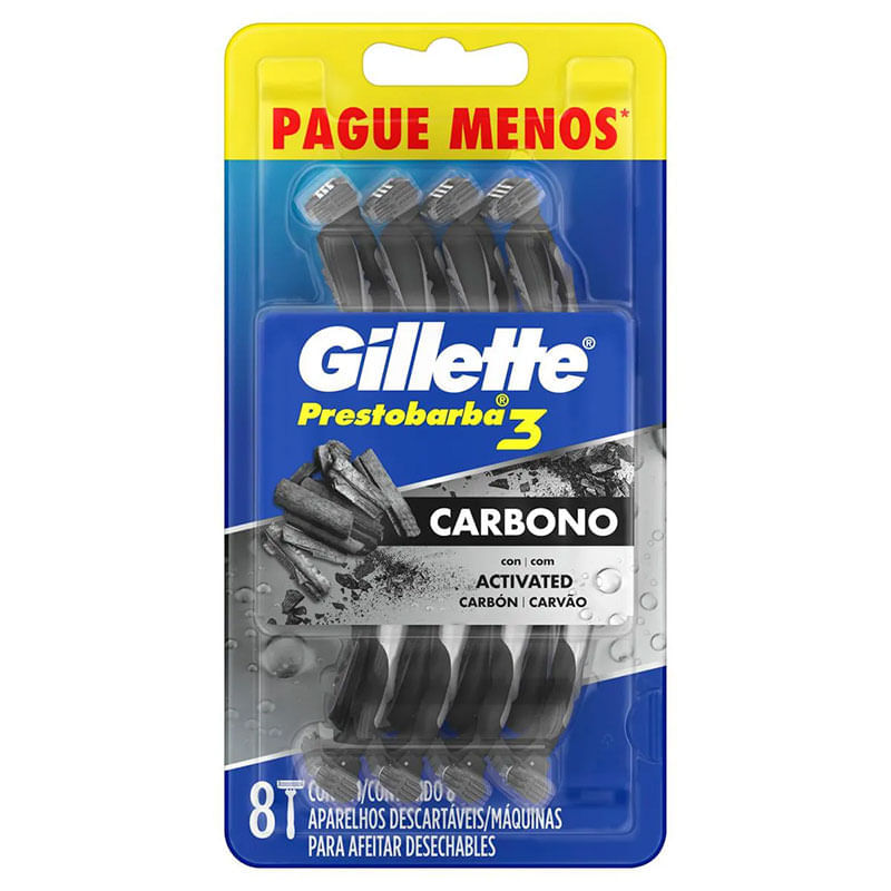 Gillette Prestobarba 3 Carbono Ativado - Compre na Drogal
