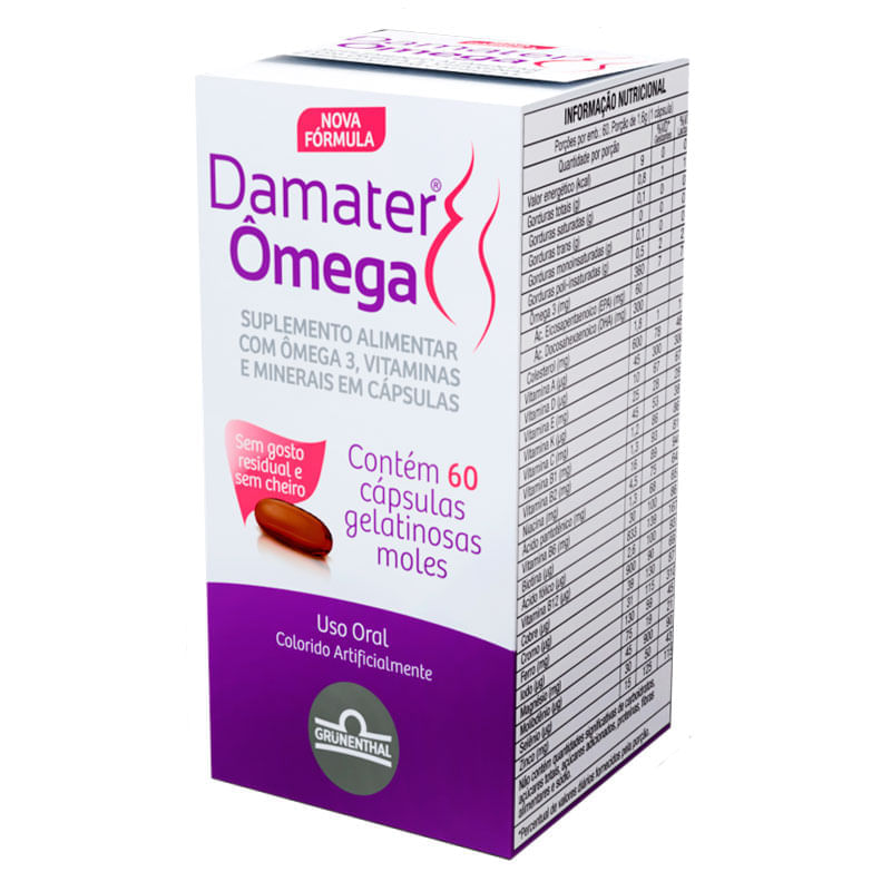 Suplemento Alimentar Damater Ômega 60 Cápsulas Gelatinosas Moles ...