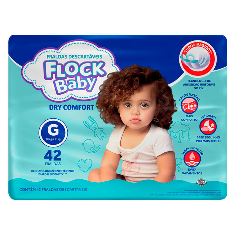 Fralda Flock Baby Dry Comfort Tamanho G 42 Unidades | Farmácia Online ...
