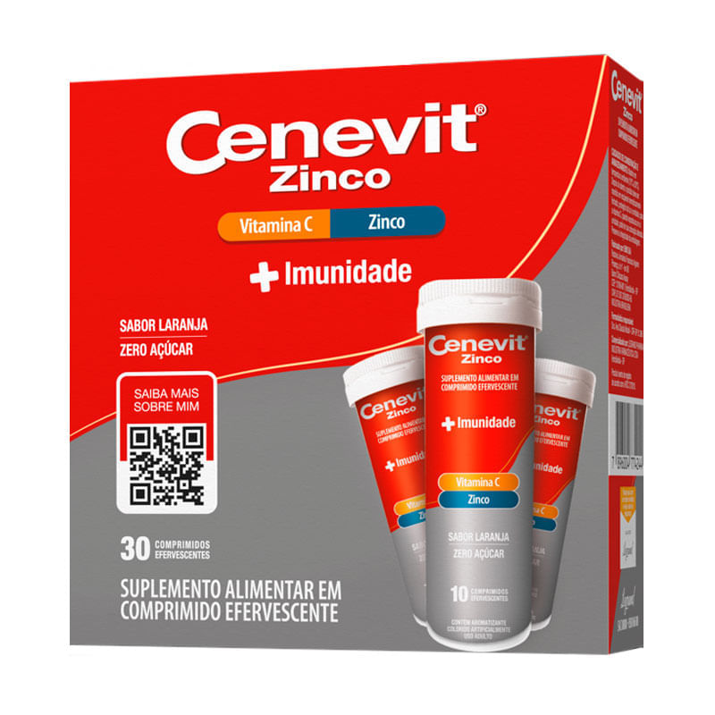 Suplemento Alimentar Cenevit Zinco + Imunidade Sabor Laranja 30 ...