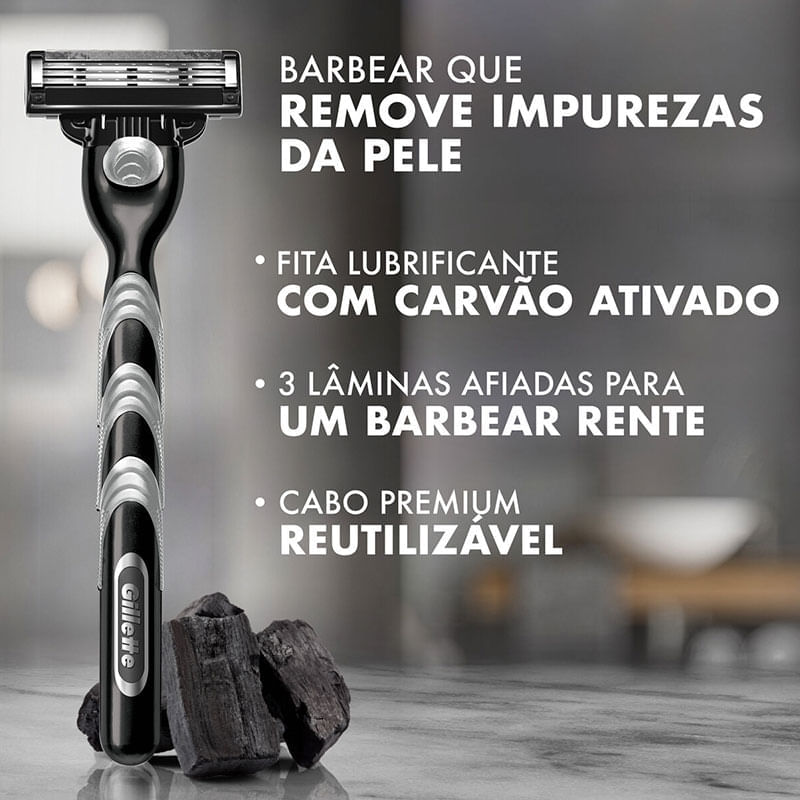 Aparelho de Barbear Recarregável Gillette Mach3 Carbono 1 Unidade ...