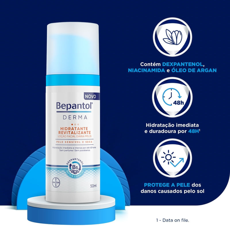 Loção Facial Diária Hidratante Revitalizante Bepantol Derma FPS25 50ml