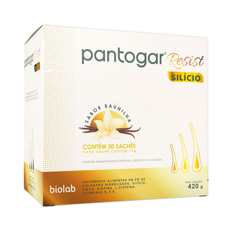 Pantogar Resist Silício Sabor Baunilha 30 Sachês - Drogal