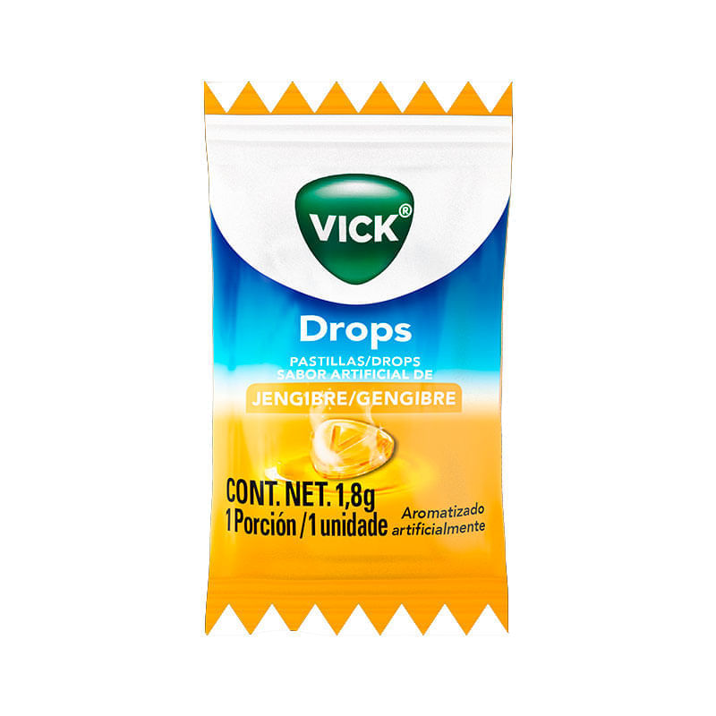 Pastilha Vick Drops Sabor, Gengibre, Mentol e Mel | Drogal