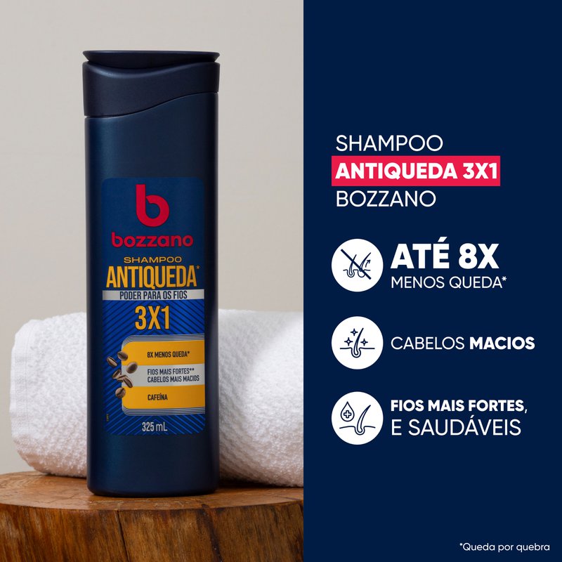 Shampoo Bozzano Antiqueda 3x1 para Cabelos Fortes e Saudáveis