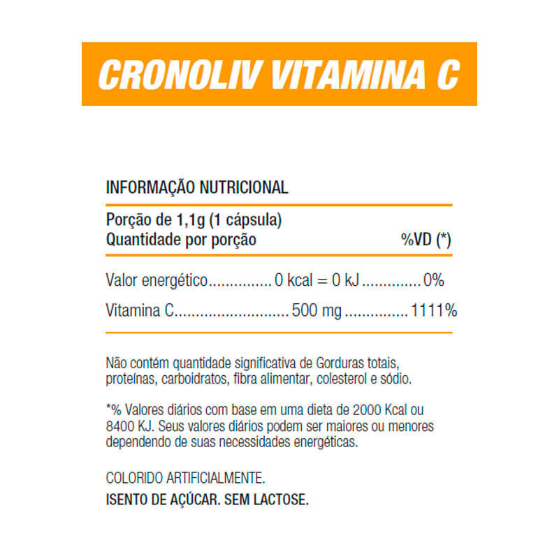 Suplemento Alimentar Cronoliv Vitamina C 60 Cápsulas