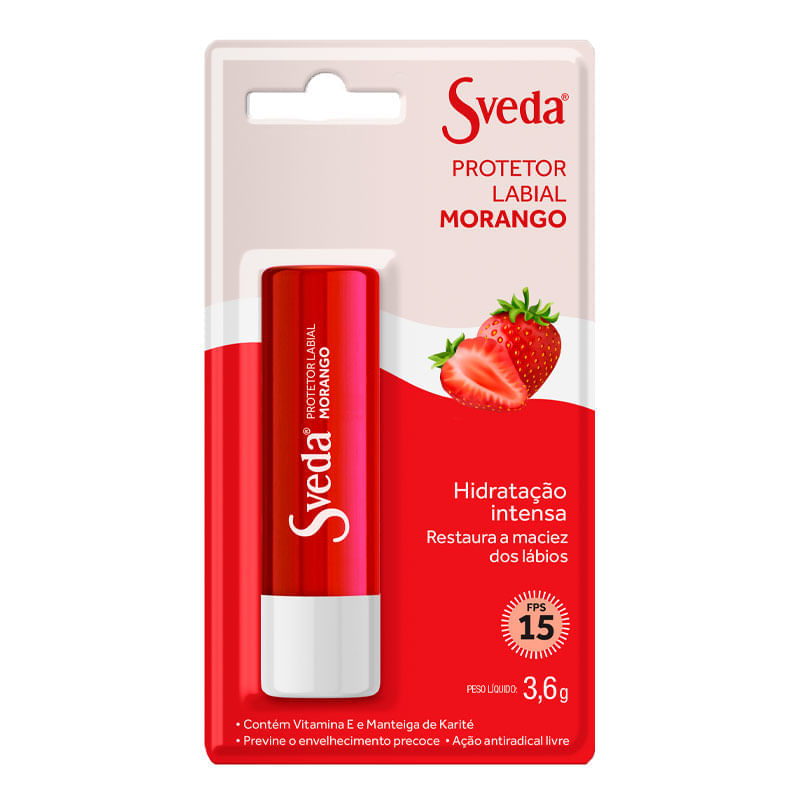 Protetor Labial Sveda Morango FPS15 3,6g | Farmácia Online Drogal