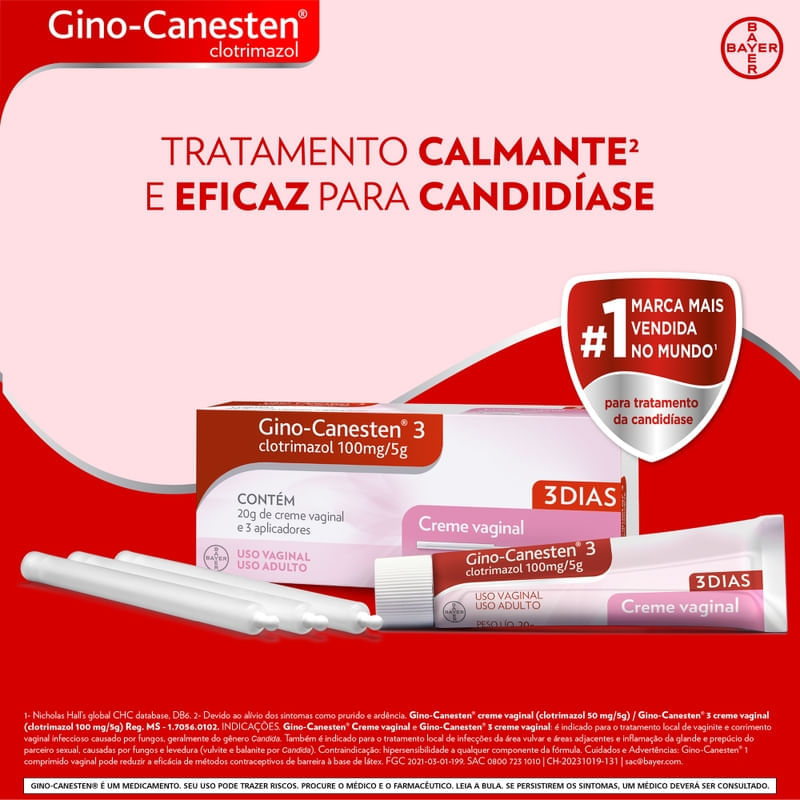 Creme Vaginal Gino-Canesten para Candidíase - Compre na Drogal