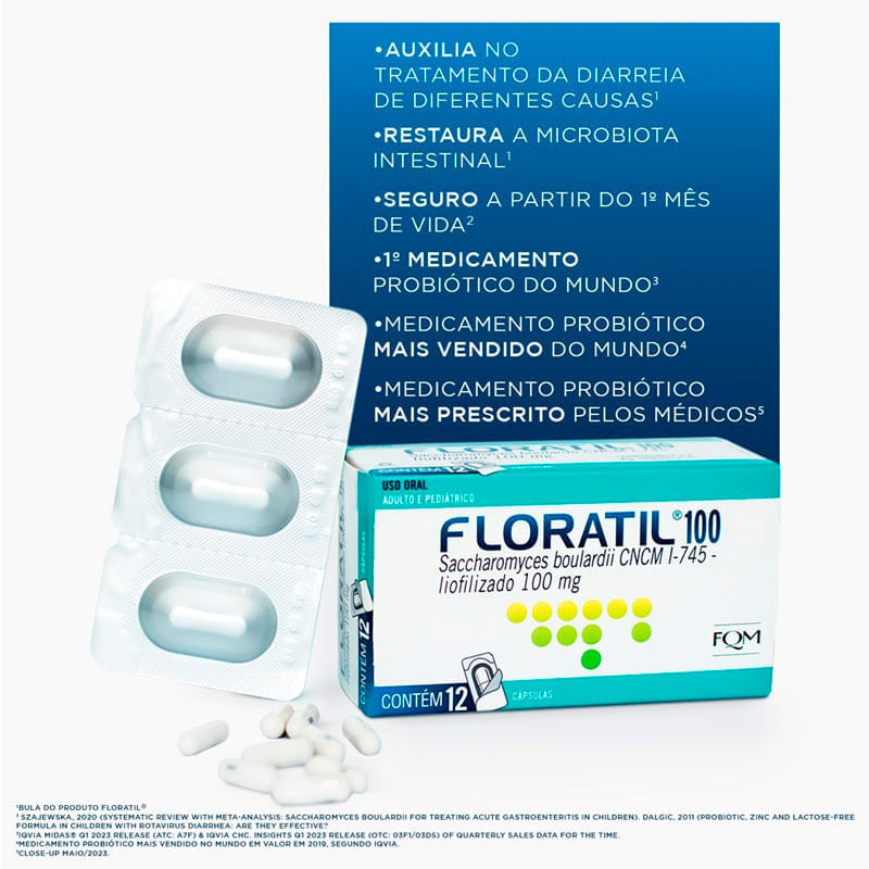 Floratil 100 12 Cápsulas - Compre Na Drogal