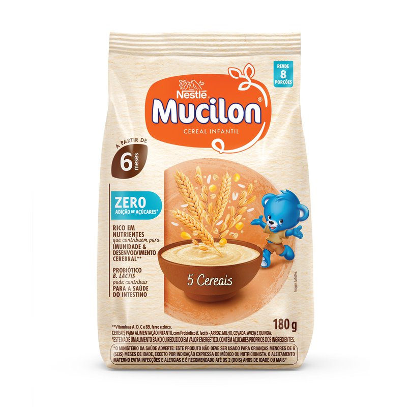 Cereal Infantil Mucilon 5 Cereais e Quinoa - Nutrição Saudável