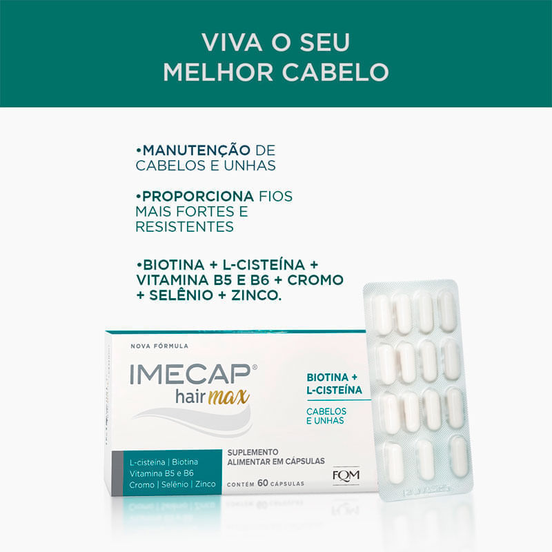 Suplemento Alimentar Imecap Hair Max Cabelos e Unhas - Drogal