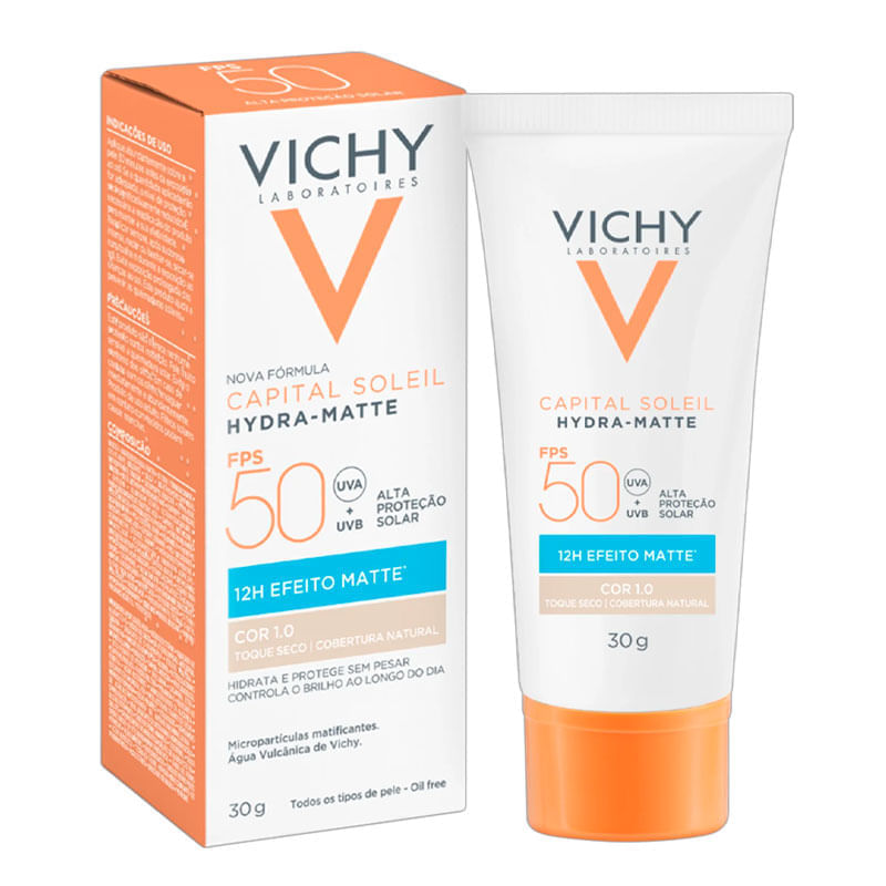 Protetor Solar Facial Vichy Hydra-Matte FPS 50 Cor 1.0 30g