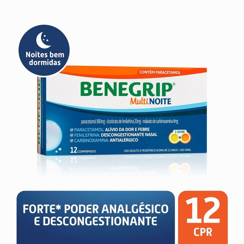 Antigripal Benegrip MultiNoite 12 Comprimidos, Como usar - Drogal