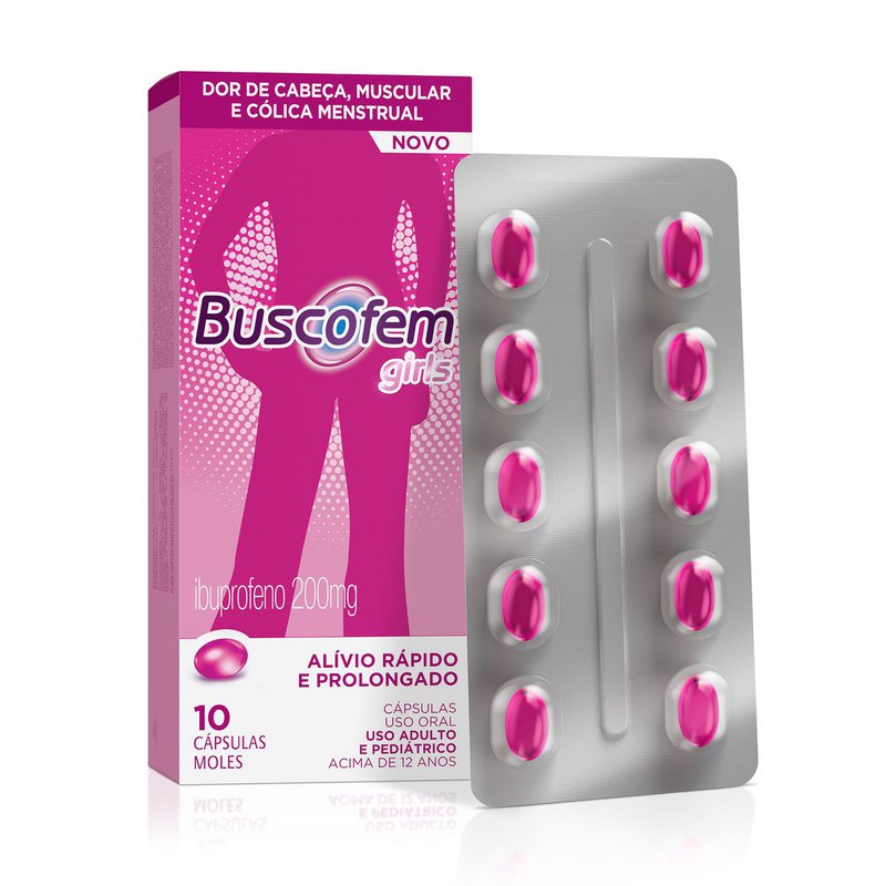 Analgésico Buscofem Girls 200mg 10 Cápsulas, Para que serve