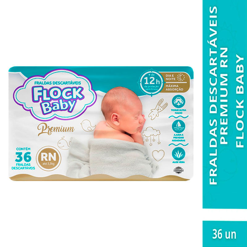 Fralda Flock Baby Premium Tamanho RN em promoção na Drogal
