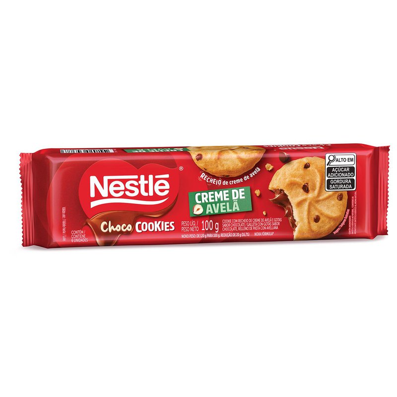 Choco Cookies Nestlé Recheio de Avelã 100g - Na Drogal