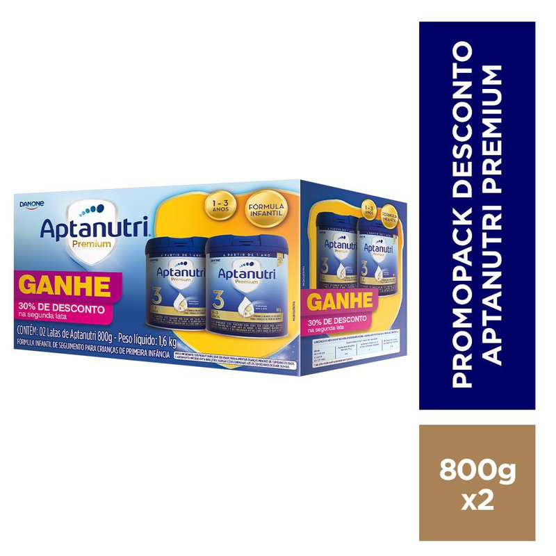 Kit Fórmula Infantil Aptanutri Premium 3 2 Unidades 800g - Drogal