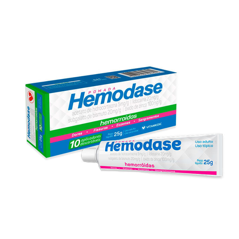 Hemodase Pomada 25g + 10 Aplicadores Descartáveis | Drogal