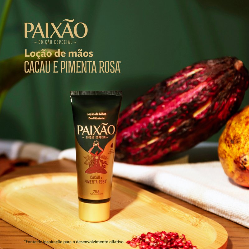 Loção Deo Hidratante Para Mãos Paixão Cacau e Pimenta Rosa