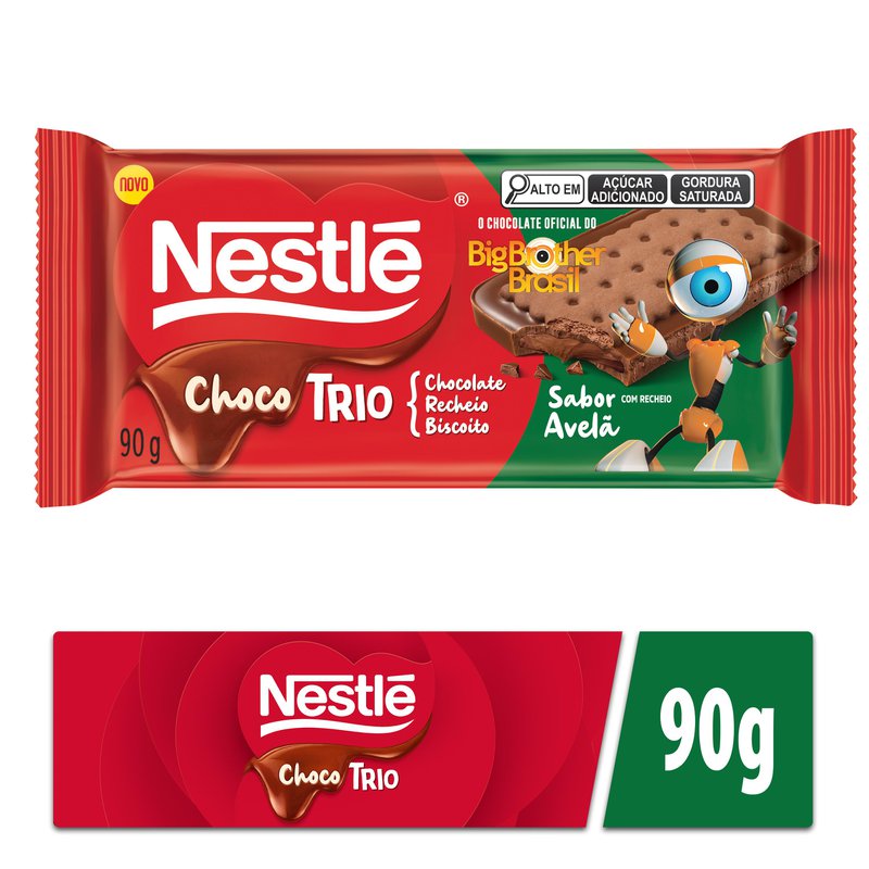 Chocolate Chocotrio Nestlé Recheio Sabor Avelã - Na Drogal