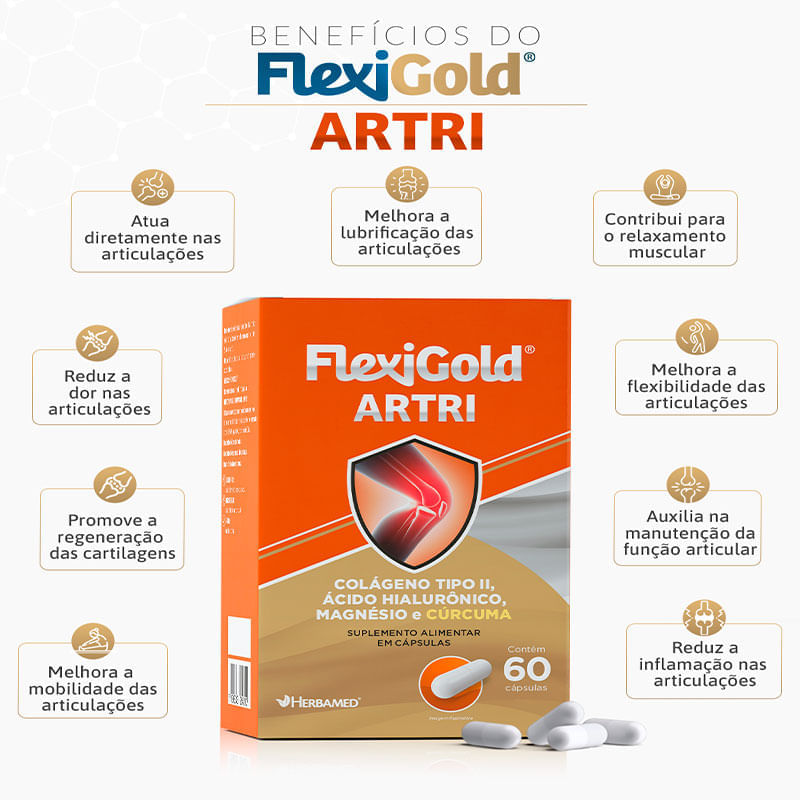 FlexiGold Artri 60 Cápsulas: Como Tomar, Preço | Drogal