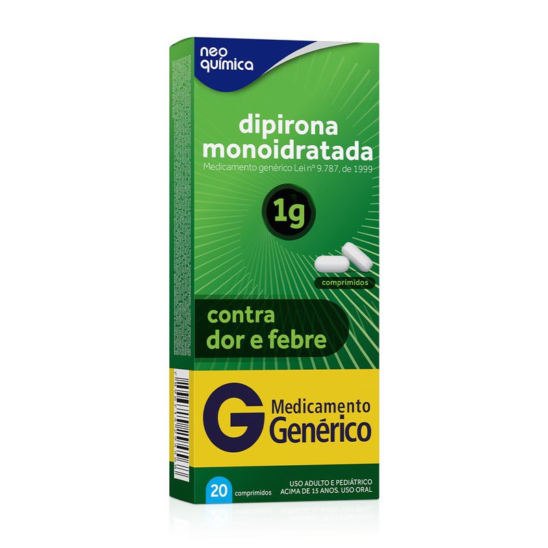 Dipirona Monoidratada 1g Neo Química 20 Comprimidos