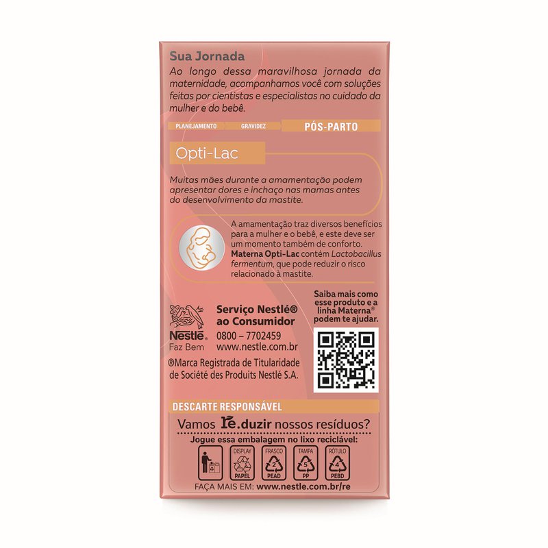 Suplemento Alimentar: Materna Opti-Lac Pós Parto 30 Cápsulas