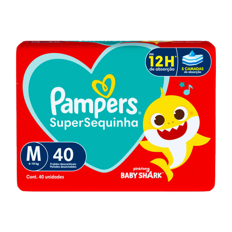 Fralda Pampers Super Sequinha M 40 Unidade: 12h de Proteção