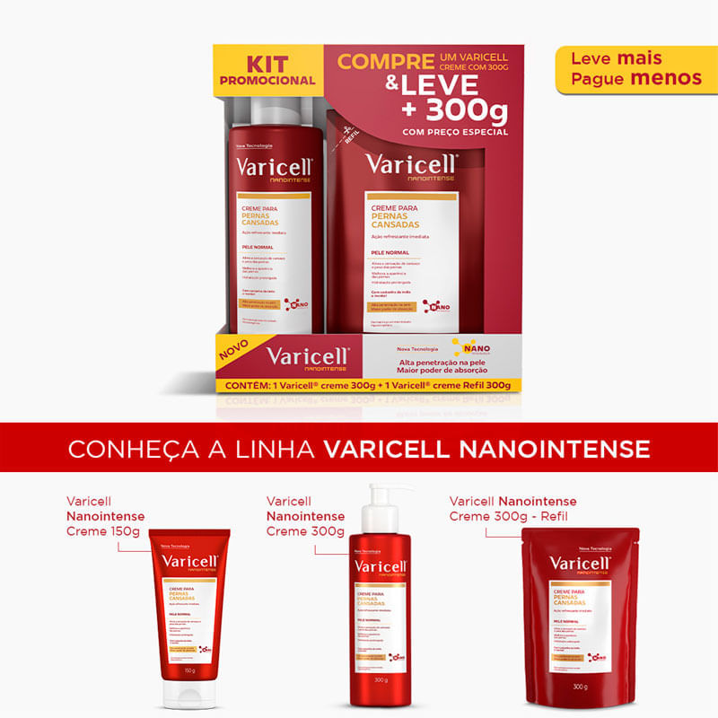 Varicell: Creme Pernas Cansadas 300g: Kit Promocional