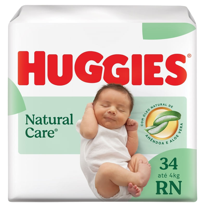 Fraldas Huggies: Natural Care RN 34 Unidades | Drogal