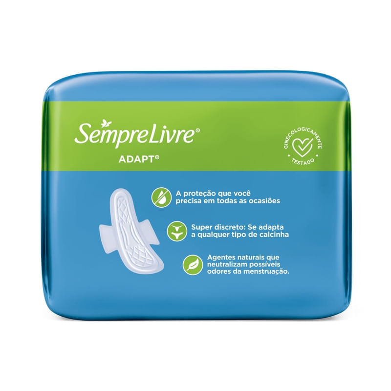 Absorvente Sempre Livre Adapt Suave Com Abas 8 Unidades