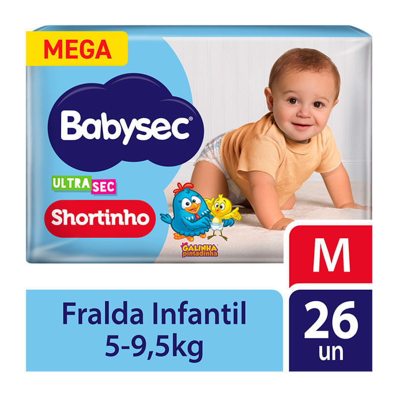 Fralda Babysec UltraSec Shortinho M 26 Unidades – 5 a 9kg