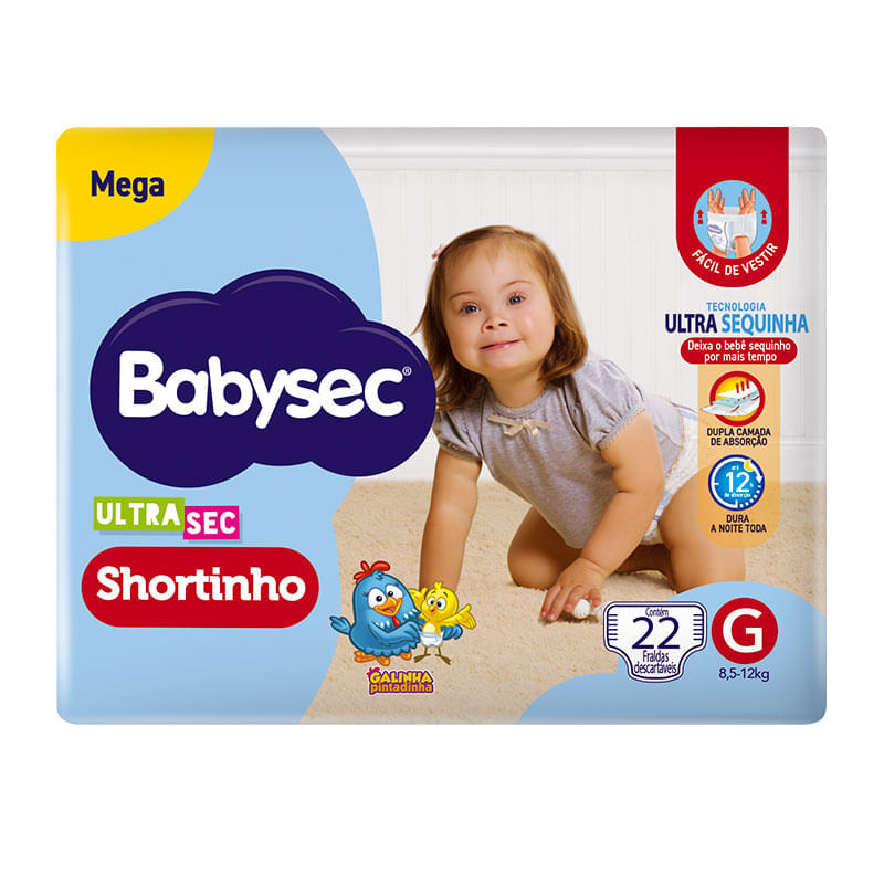 Fralda Babysec UltraSec Shortinho XG 20 Unidades 8,5 a 12kg