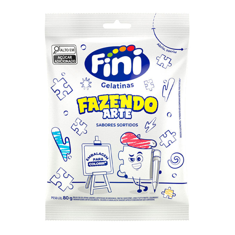 Bala de Gelatina Fini Fazendo Arte 80g: Sabores Sortidos
