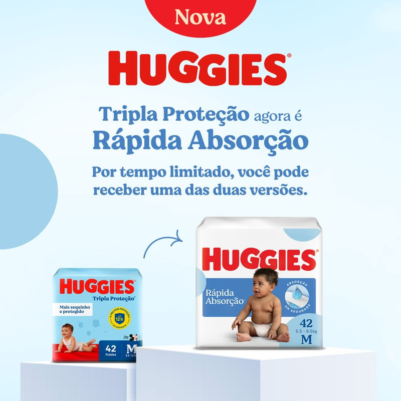 Fralda: Huggies Rápida Absorção M 92 Unidades | Drogal
