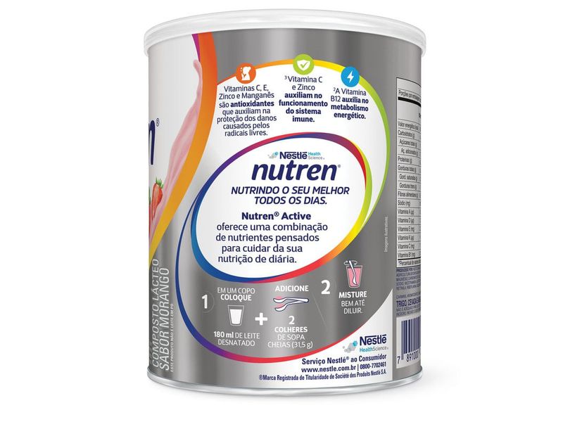 Nutren Active Morango 400g:Suplemento nutritivo e energético