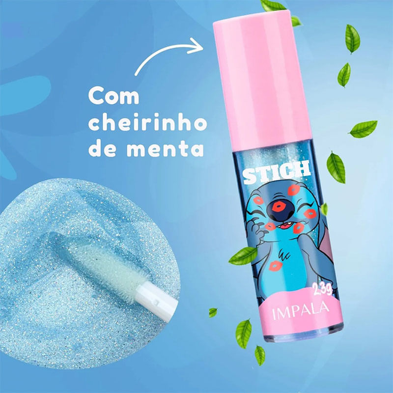Esmalte Infantil Stitch Impala Rosa + Brilho Labial Disney