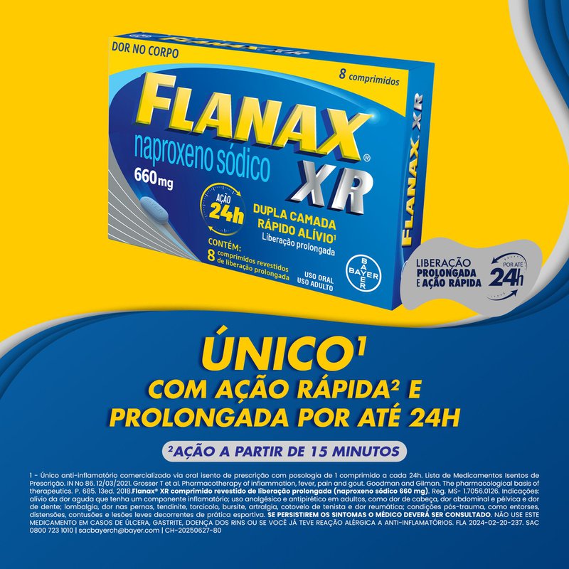 Analgésico Flanax XR 660mg 8 Comprimidos - Naproxeno